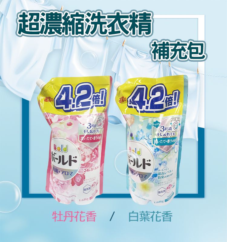 P&G Bold 超濃縮洗衣精 1.68kg 補充包 淡藍 (白葉花香) - PChome 24h購物