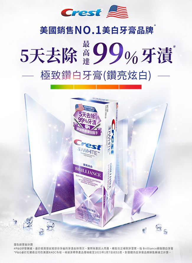 Crest 極致鑽白牙膏110g X6入(鑽亮炫白/ 鑽感薄荷 /亮白防蛀) - PChome 24h購物