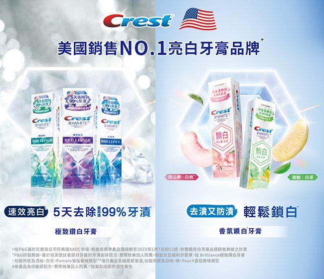 Crest 極致鑽白牙膏110g X6入(鑽亮炫白/ 鑽感薄荷 /亮白防蛀) - PChome 24h購物