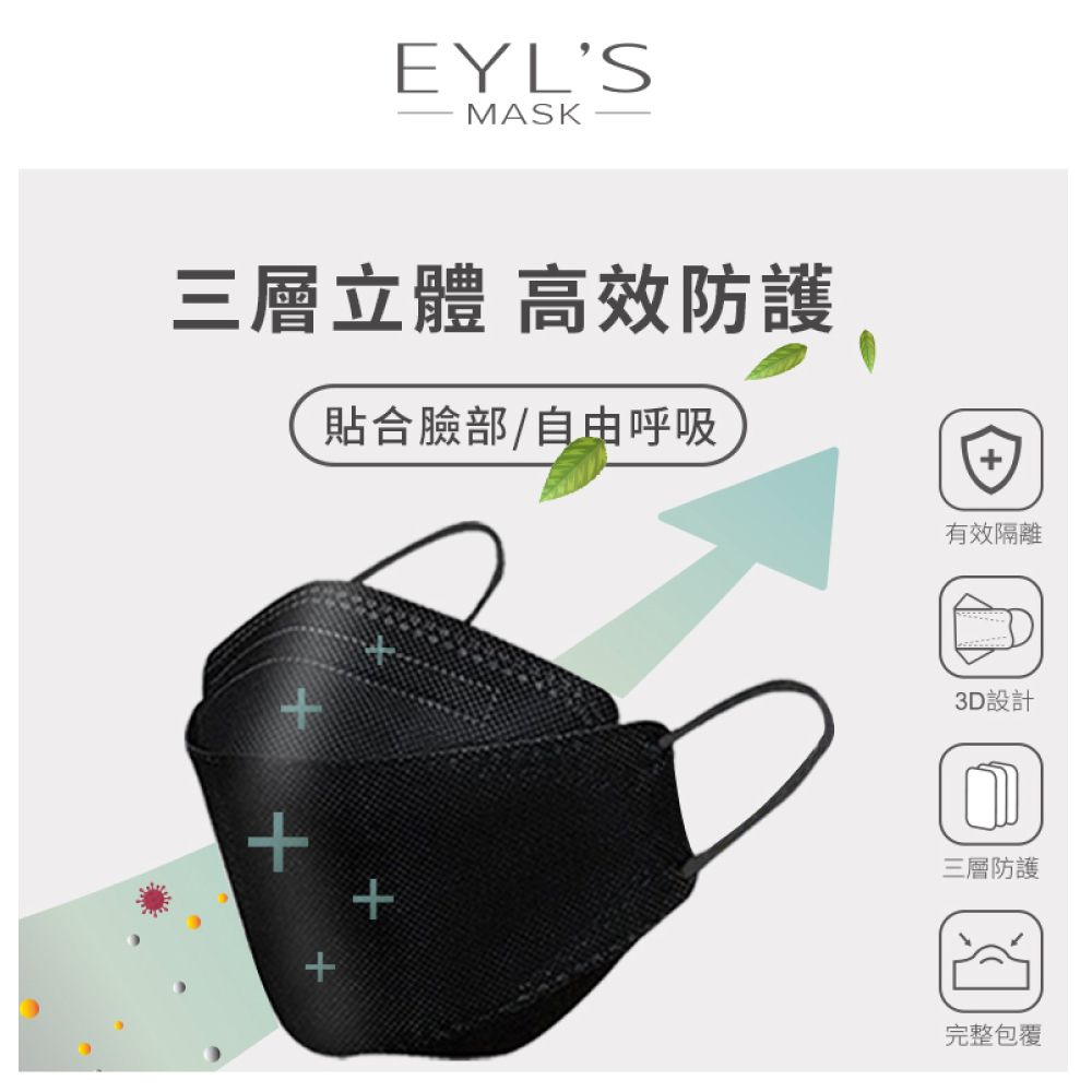 EYL's 艾爾絲 成人立體醫療口罩 (分享包/曜石黑) 30入/盒 - PChome 24h購物