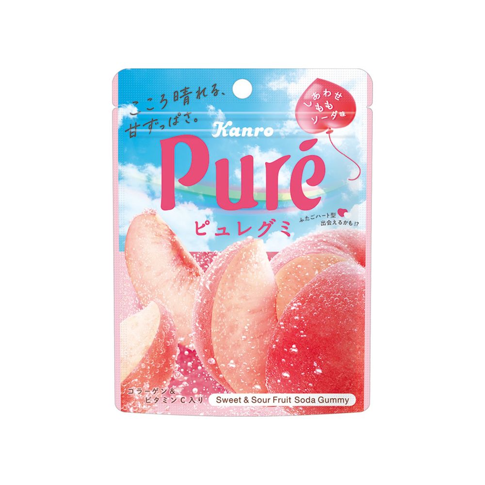 Kanro 甘樂 日本 Pure鮮果實軟糖-幸福白桃氣泡飲口味 (52g) - PChome 24h購物