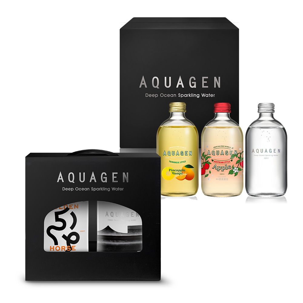 AQUAGEN 海洋深層氣泡水-金馬獎聯名限定版禮盒(330ml/2瓶)+沁涼果香風味組(330ml/9瓶) - PChome 24h購物