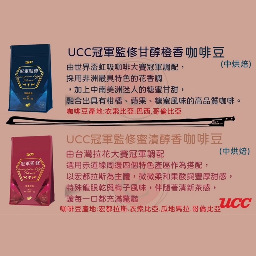 UCC 冠軍監修咖啡豆225g/包(任選1包-甘醇澄香.蜜漬醇香) - PChome 24h購物