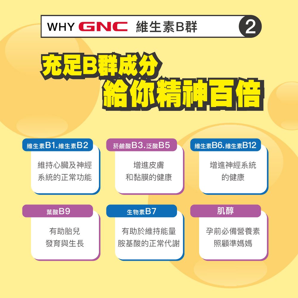 GNC 健安喜 維生素B群50食品錠(60錠/瓶) 維持高效精神貫注 長效釋放持續充電 滋補強身 調節生理機能 - PChome 24h購物