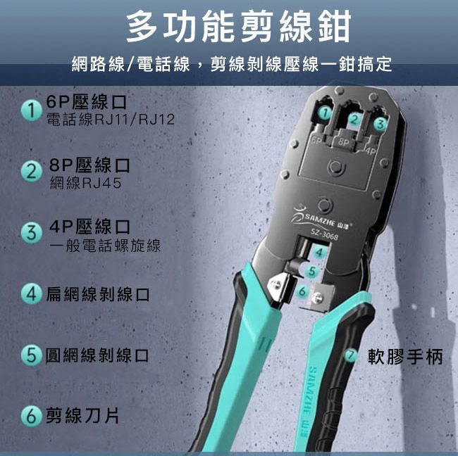 山澤 專業級8P6P4P三用省力電話網路線水晶頭壓接剝剪線鉗工具組 紅 - PChome 24h購物