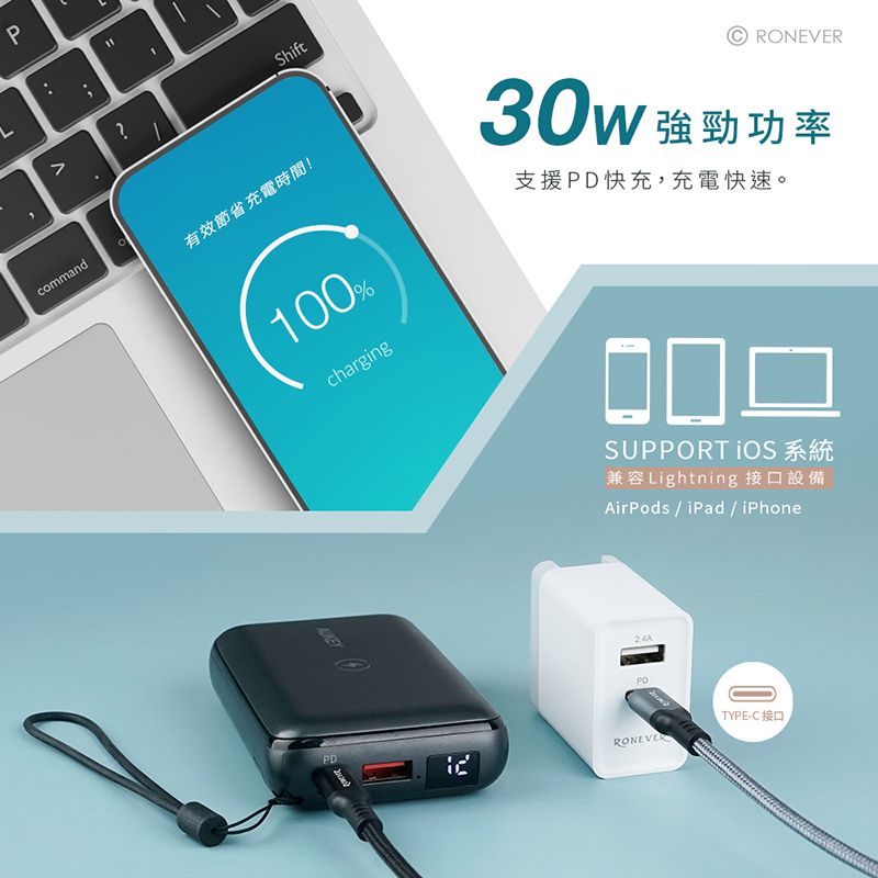 RONEVER 鋁合金編織充電線(C-IOS)-180CM (VPC168-18) - PChome 24h購物