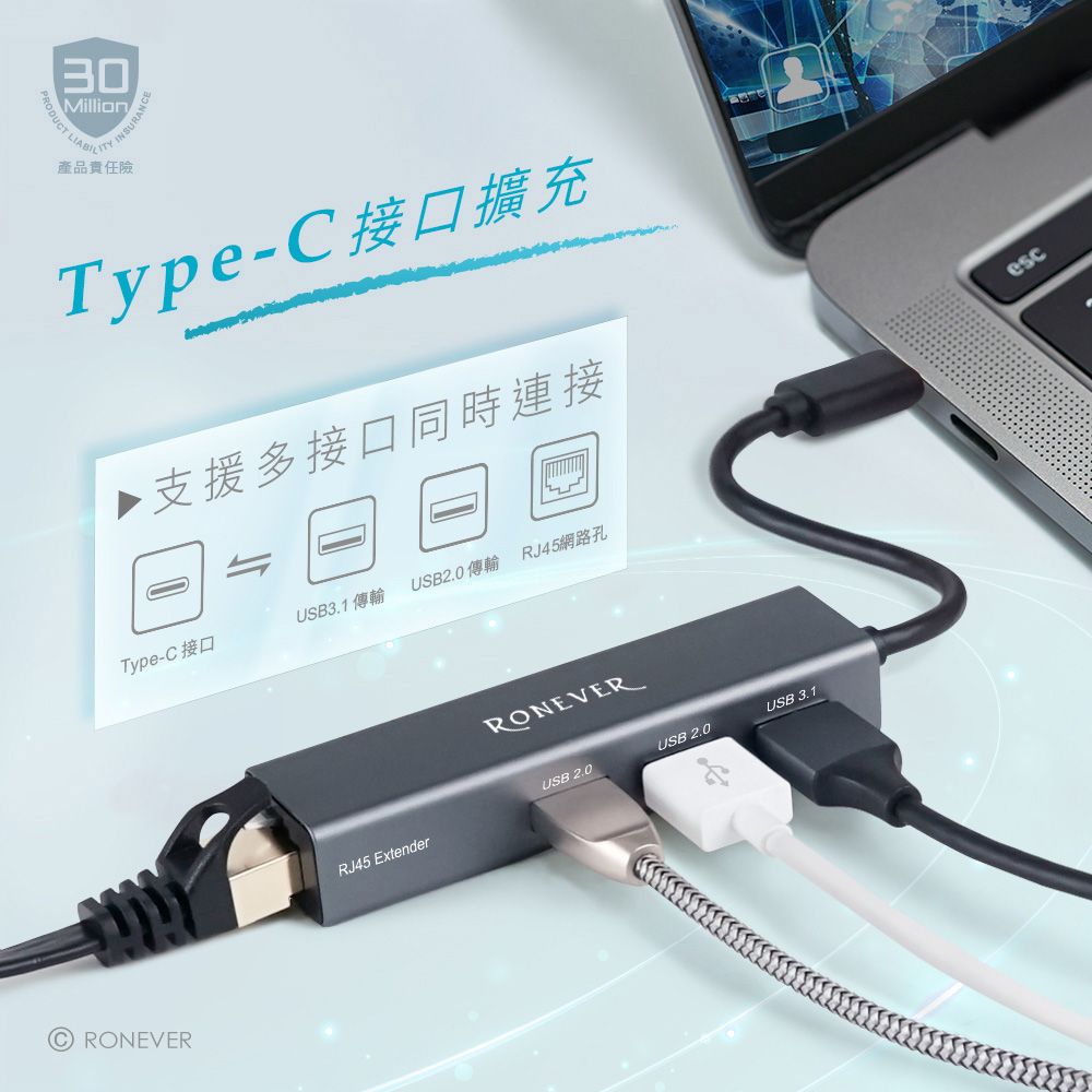 RONEVER Type-C 鋁合金二合一集線器 (PC014) - PChome 24h購物