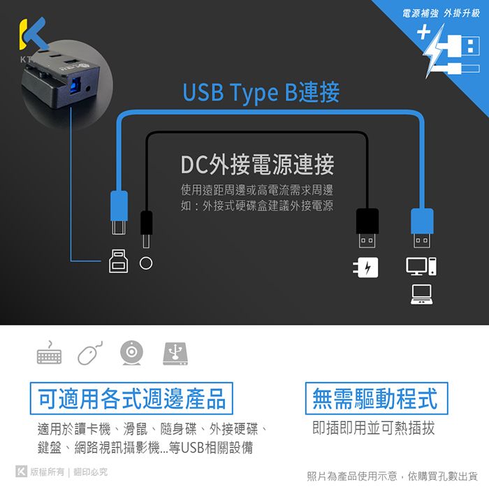 KTNET 廣鐸 H5 4埠 USB3.0+TYPE C 1孔1開關高速集線器 - PChome 24h購物