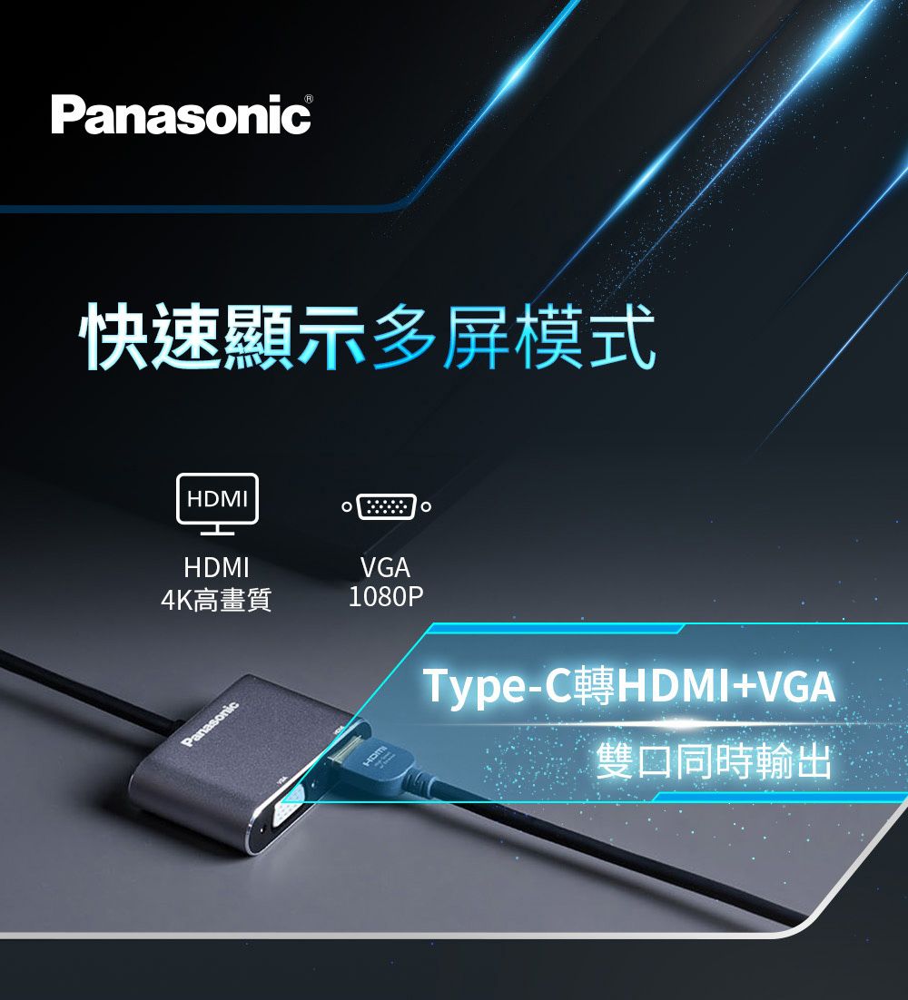 Panasonic 國際牌 轉接器USB3.2 TYPE-C 轉HDMI+VGA - PChome 24h購物