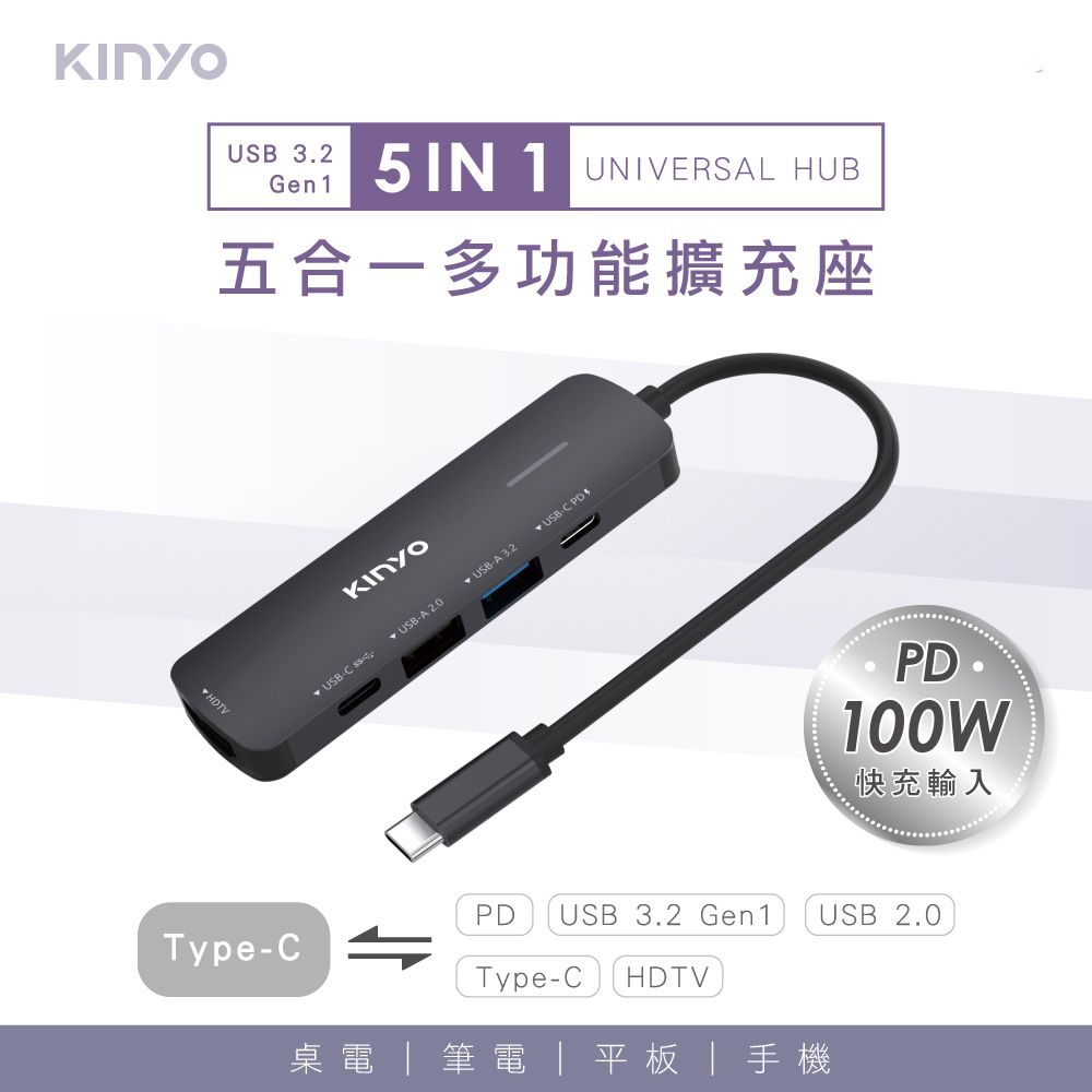 KINYO Type-C HUB OTG USB集線器 PD充電 HDMI轉接器 - PChome 24h購物