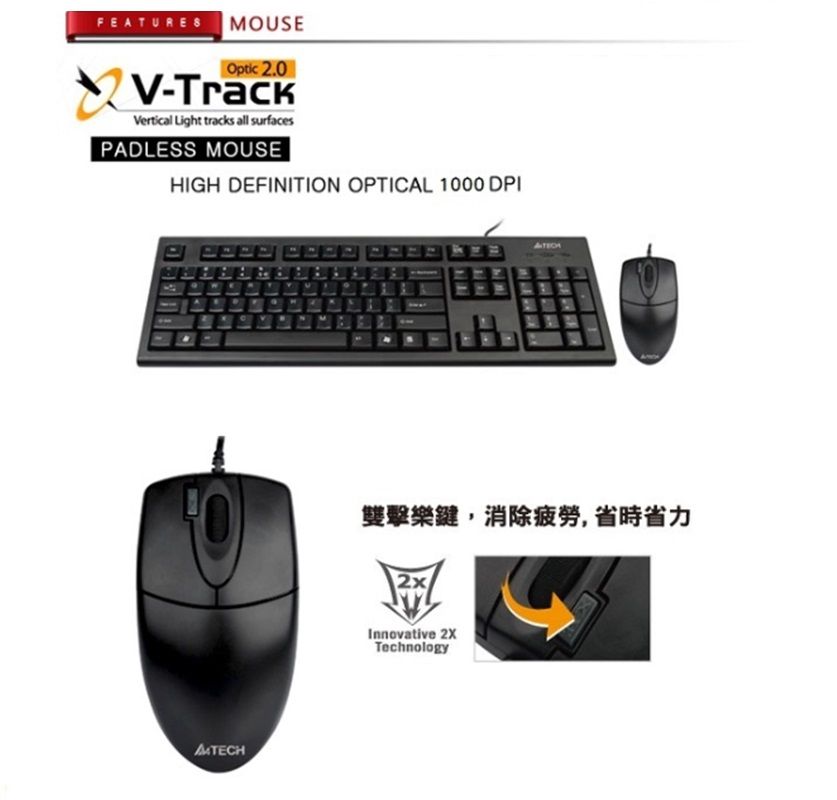 A4 bloody 雙飛燕 【A4 TECH 】KR-8520D(P+U) 圓角舒針光防水鍵鼠組(PS/2+USB) - PChome 24h購物