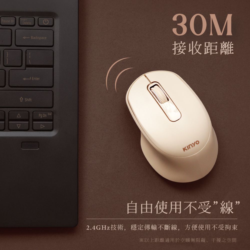 KINYO 2.4GHz靜音無線滑鼠 人體工學滑鼠(智慧省電/獨立電源開關/無光設計) - PChome 24h購物