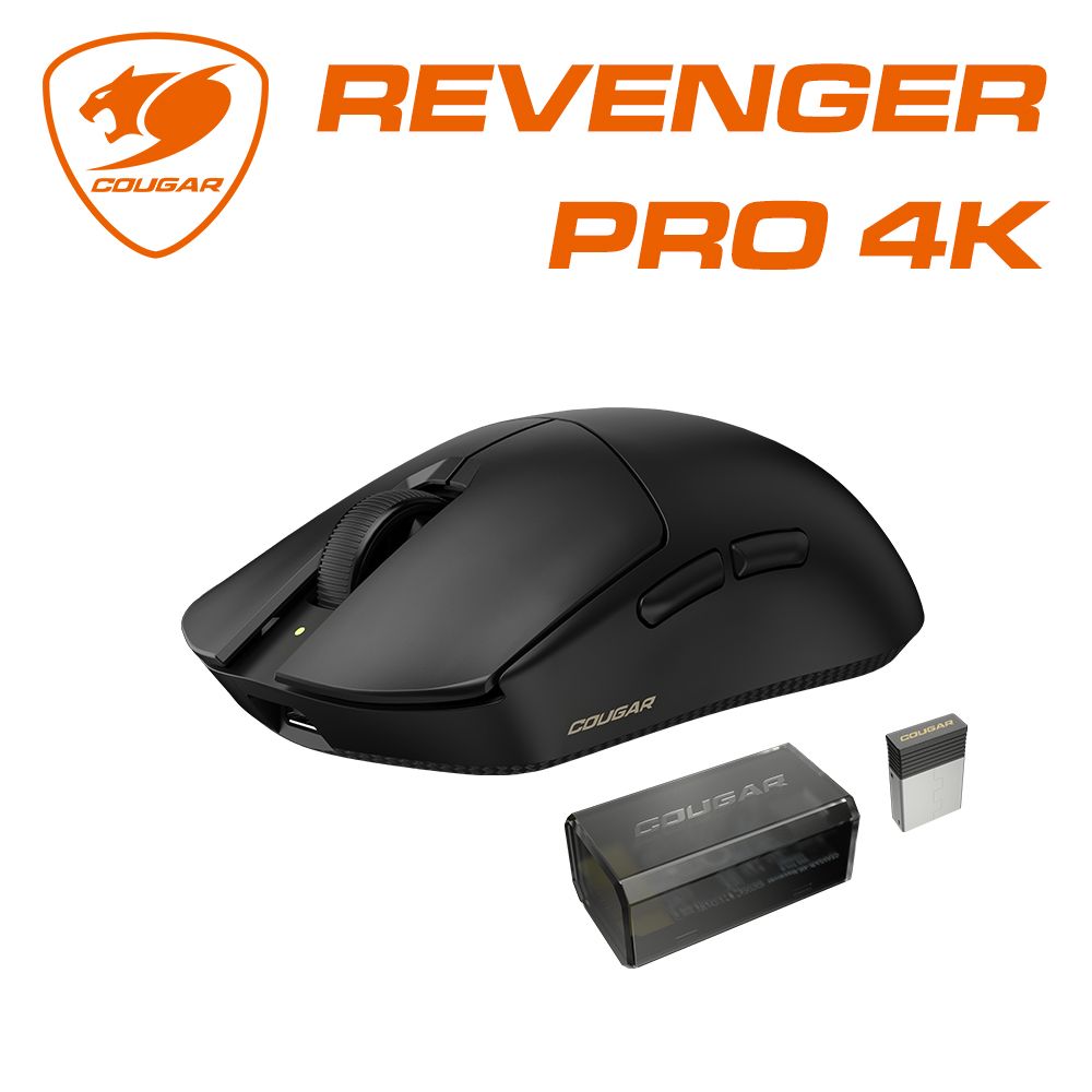 COUGAR 美洲獅 REVENGER PRO 4K 無線電競滑鼠 黑色 輕量化55g - PChome 24h購物