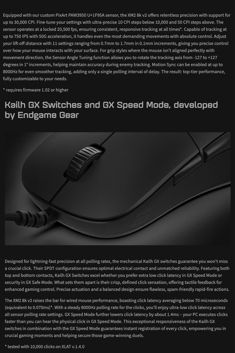 Endgame Gear XM2 8k v2 有線電競滑鼠 - PChome 24h購物