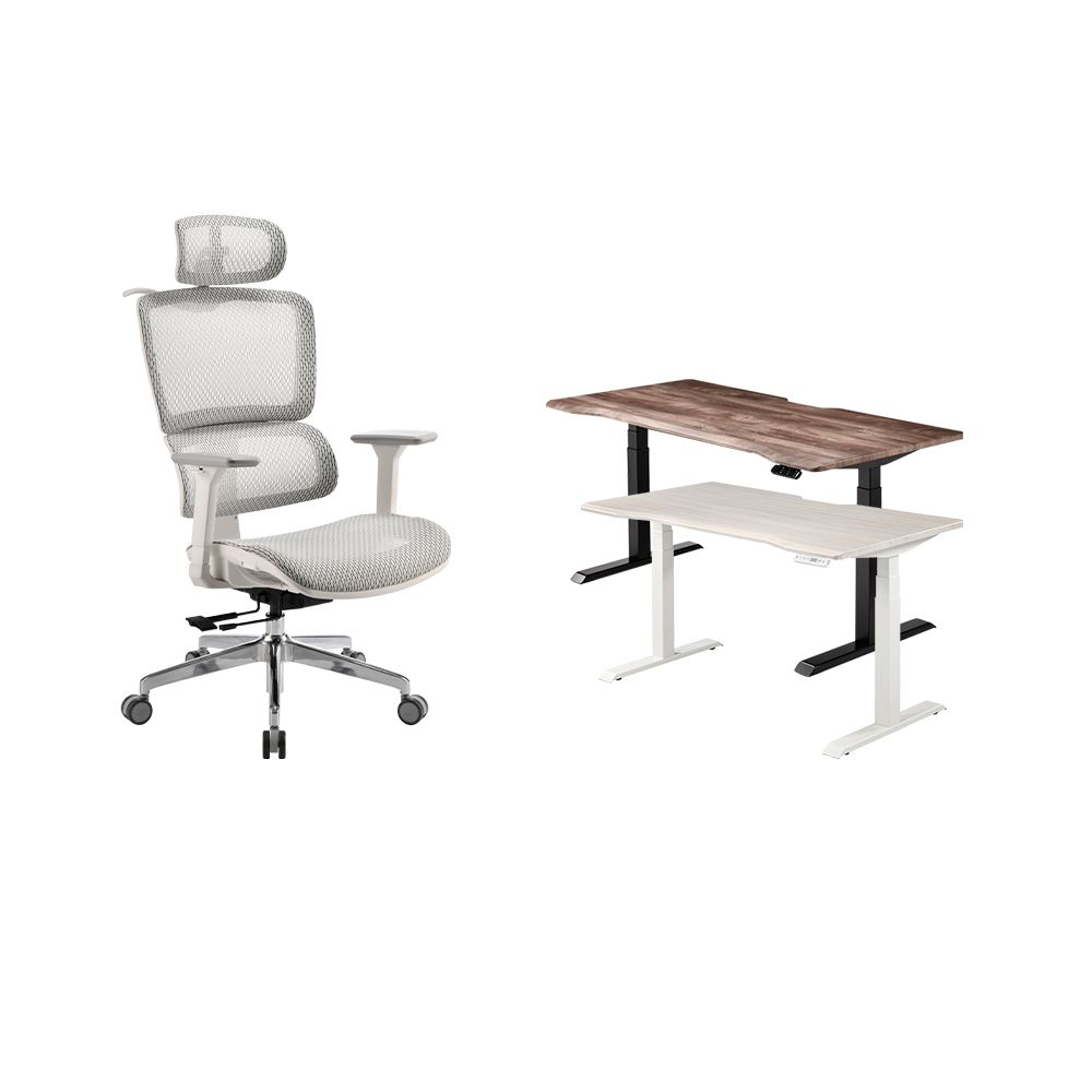 i-Rocks 艾芮克 D01-DX 電動升降桌120x80cm 電動升降桌+T07 人體工學辦公椅 特仕版-琥珀白 - PChome 24h購物