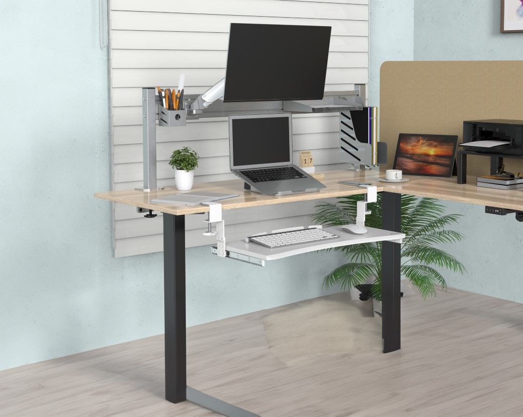 Raymii 瑞米 OA-11 五段高度調整夾桌式電腦鍵盤托架 圓弧形 鍵盤收納架 鍵盤收納抽屜 - PChome 24h購物