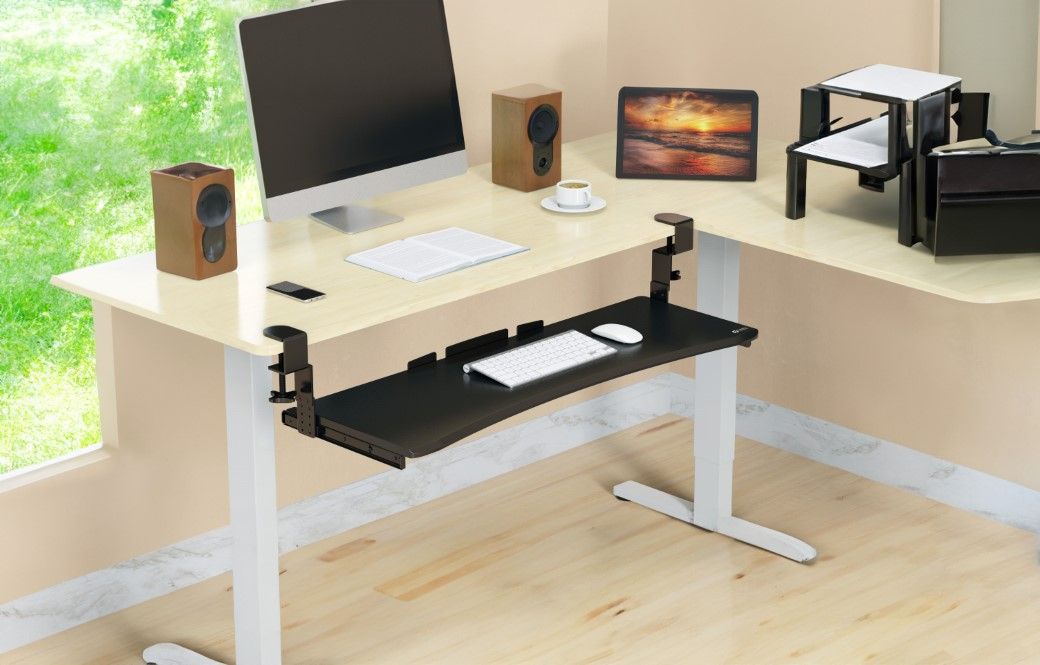 Raymii 瑞米 OA-11-XL 五段高度調整夾桌式電腦鍵盤托架 圓弧形 鍵盤收納架 鍵盤收納抽屜 - PChome 24h購物