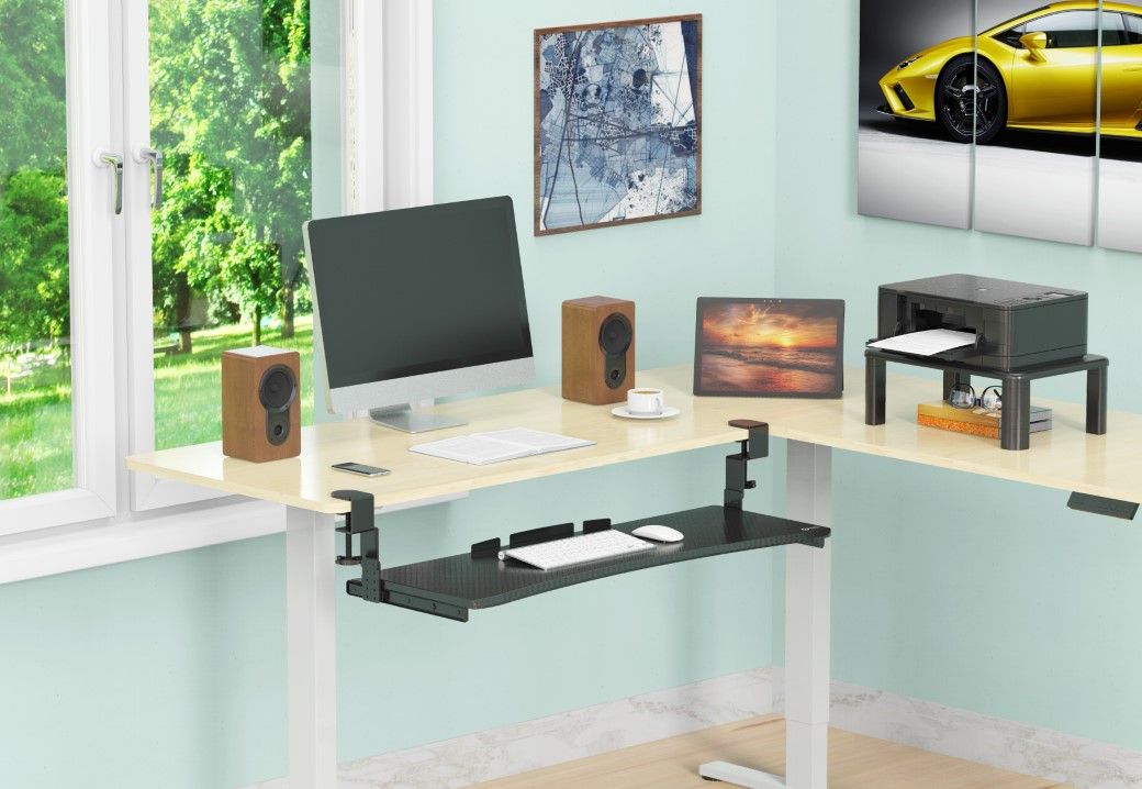 Raymii 瑞米 OA-11-XL 五段高度調整夾桌式電腦鍵盤托架 圓弧形 鍵盤收納架 鍵盤收納抽屜 - PChome 24h購物