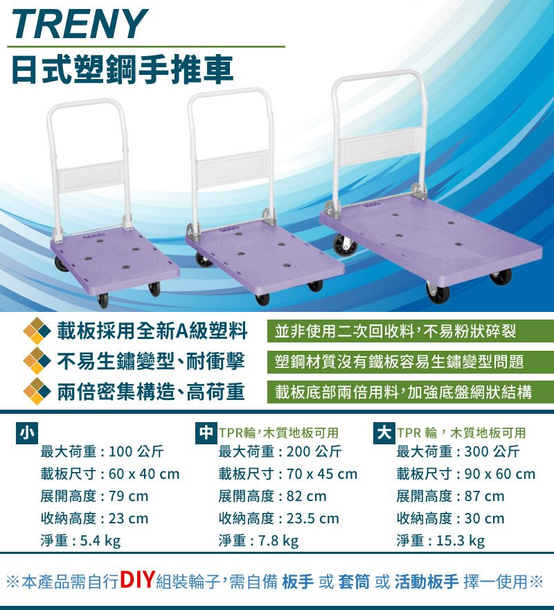 TRENY 日式塑鋼手推車-荷重100kg - PChome 24h購物