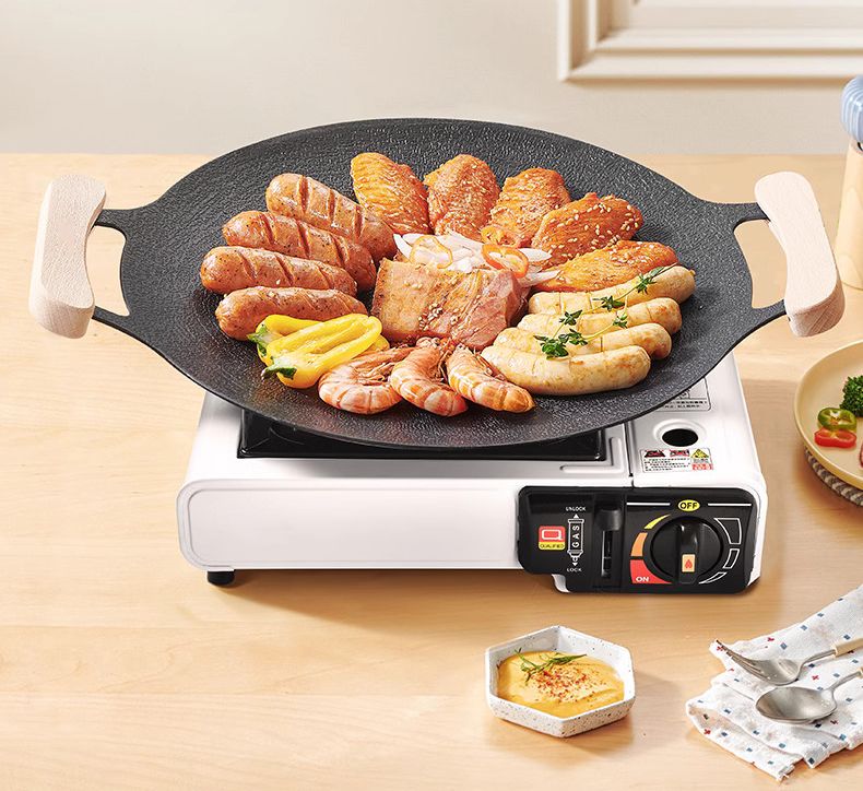 韓式麥飯石不沾月亮烤盤-34cm -SGS檢驗合格（附贈防燙木柄+防塵袋） - PChome 24h購物