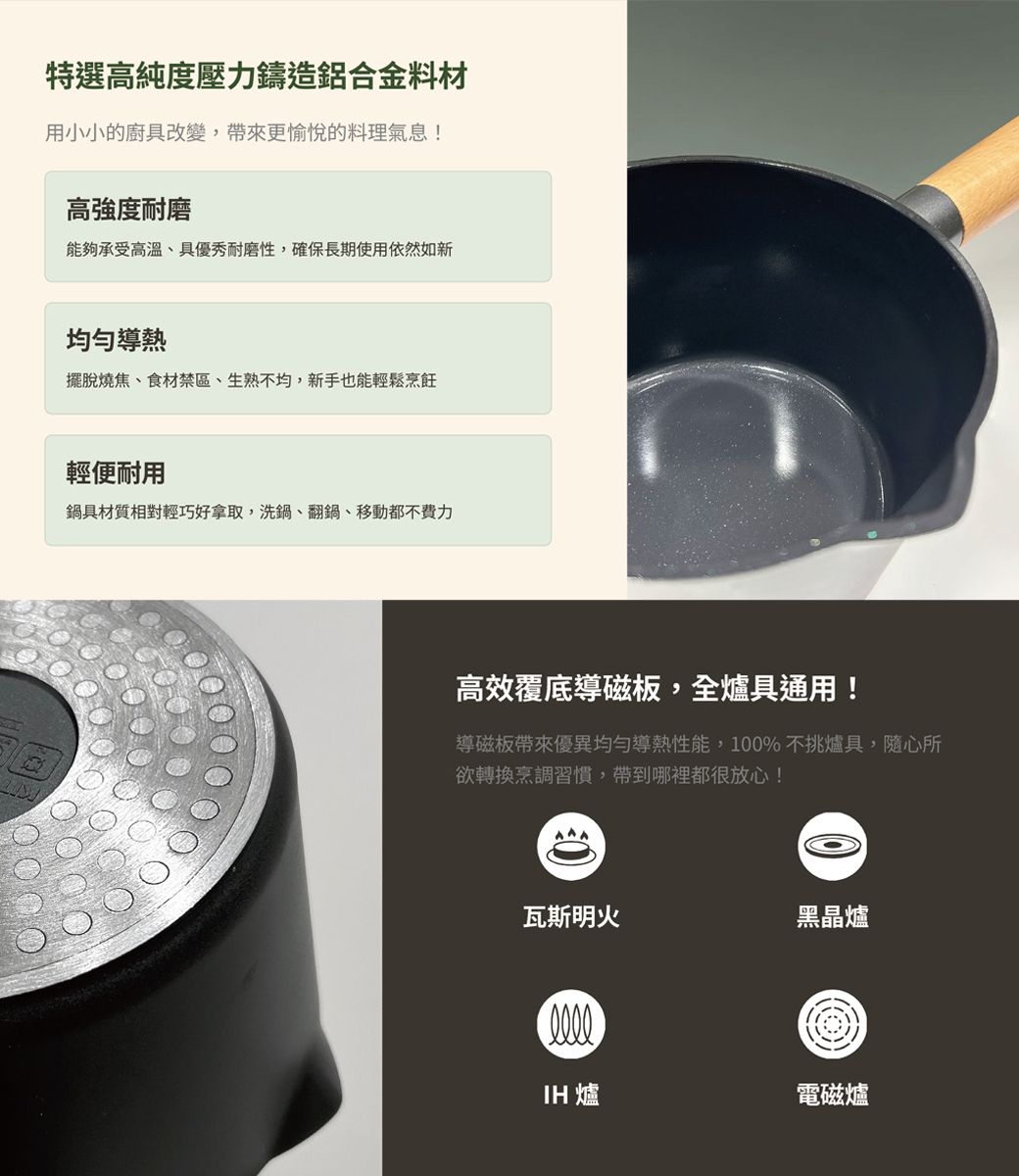 【WOKY 沃廚】歐風圓木柄輕量壓鑄系列-26cm方型不沾鍋 - PChome 24h購物