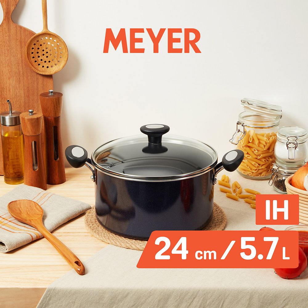 MEYER 美亞 IH藍寶石導磁不沾鍋 24CM雙耳湯鍋 - 超能耐磨系列(含蓋) - PChome 24h購物