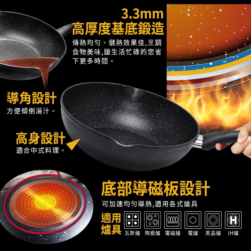 buffalo 牛頭牌 原石不沾平圓炒鍋26cm(IH/電磁爐適用) - PChome 24h購物