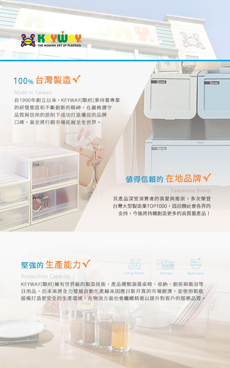 KEYWAY 聯府 【台灣】DT38 深型特大總理萬用收納籃-23L-6入 - PChome 24h購物