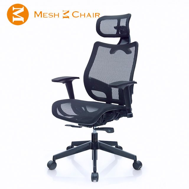 【Mesh 3 Chair】恰恰人體工學網椅-附頭枕(酷黑) - PChome 24h購物