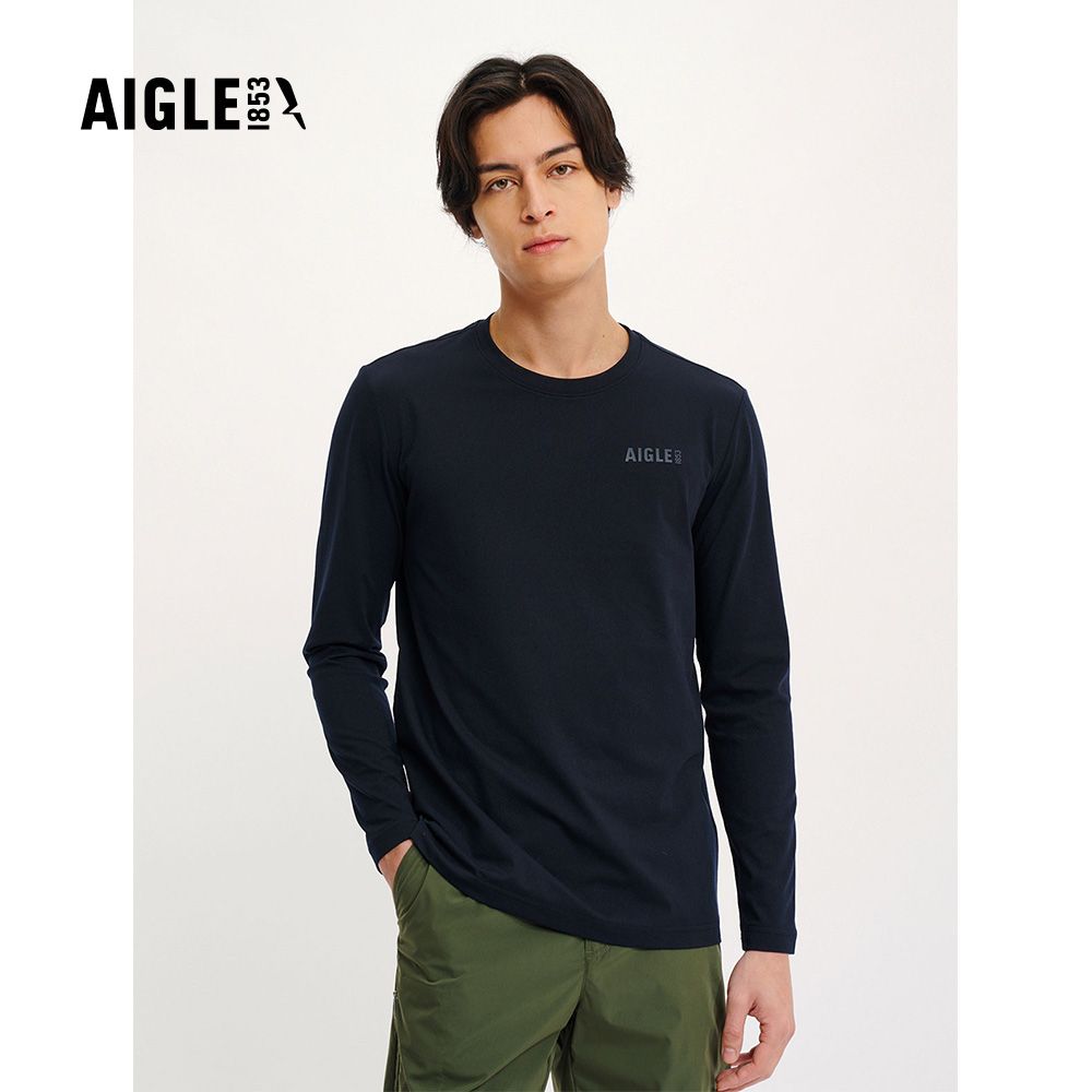 AIGLE 男 抗UV快乾長袖T恤 AG-4P111A100 黑色(男裝 快乾短袖 長袖 長T恤) - PChome 24h購物