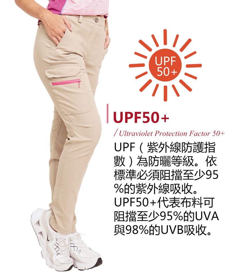 戶外趣 女款超輕彈多口袋防潑水抗UPF50+雙彈腰舒適快乾長褲 ( HPL001 卡其/深灰) - PChome 24h購物