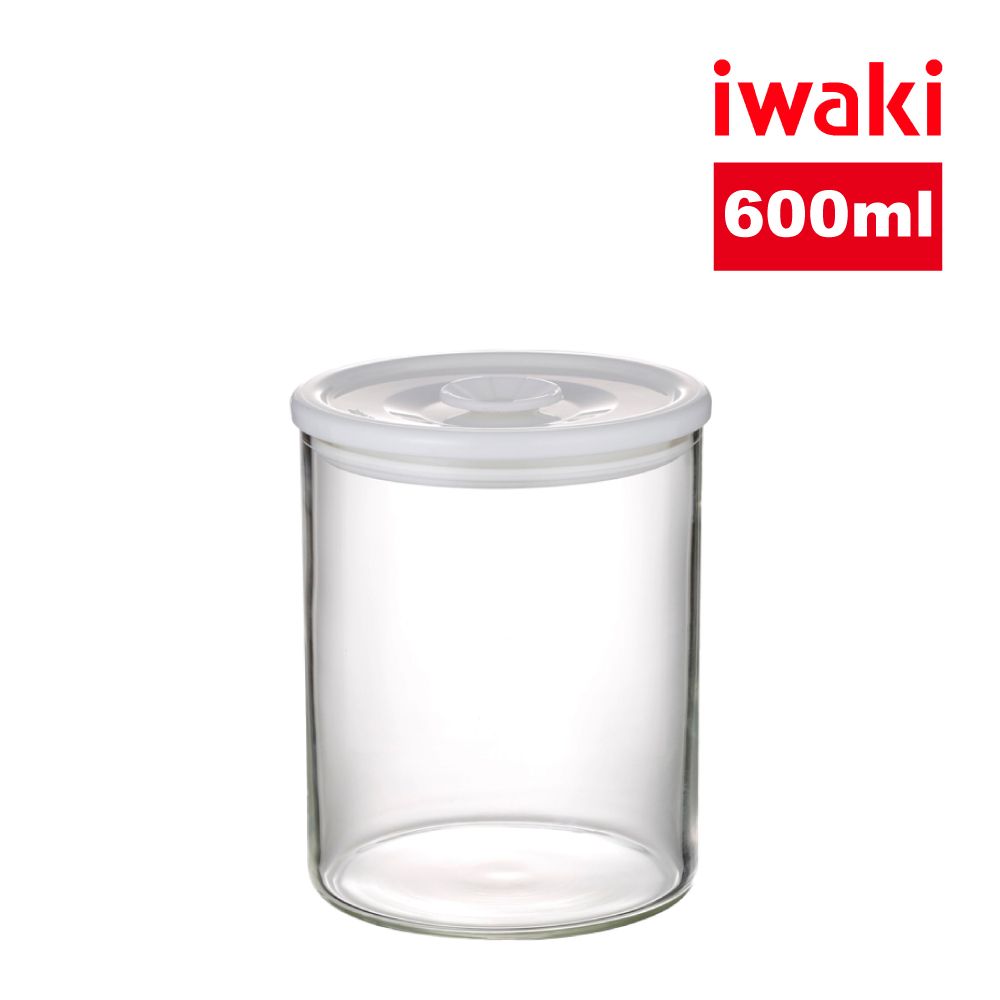 iwaki 日本品牌耐熱玻璃圓形微波密封罐(白蓋)-600ml - PChome 24h購物