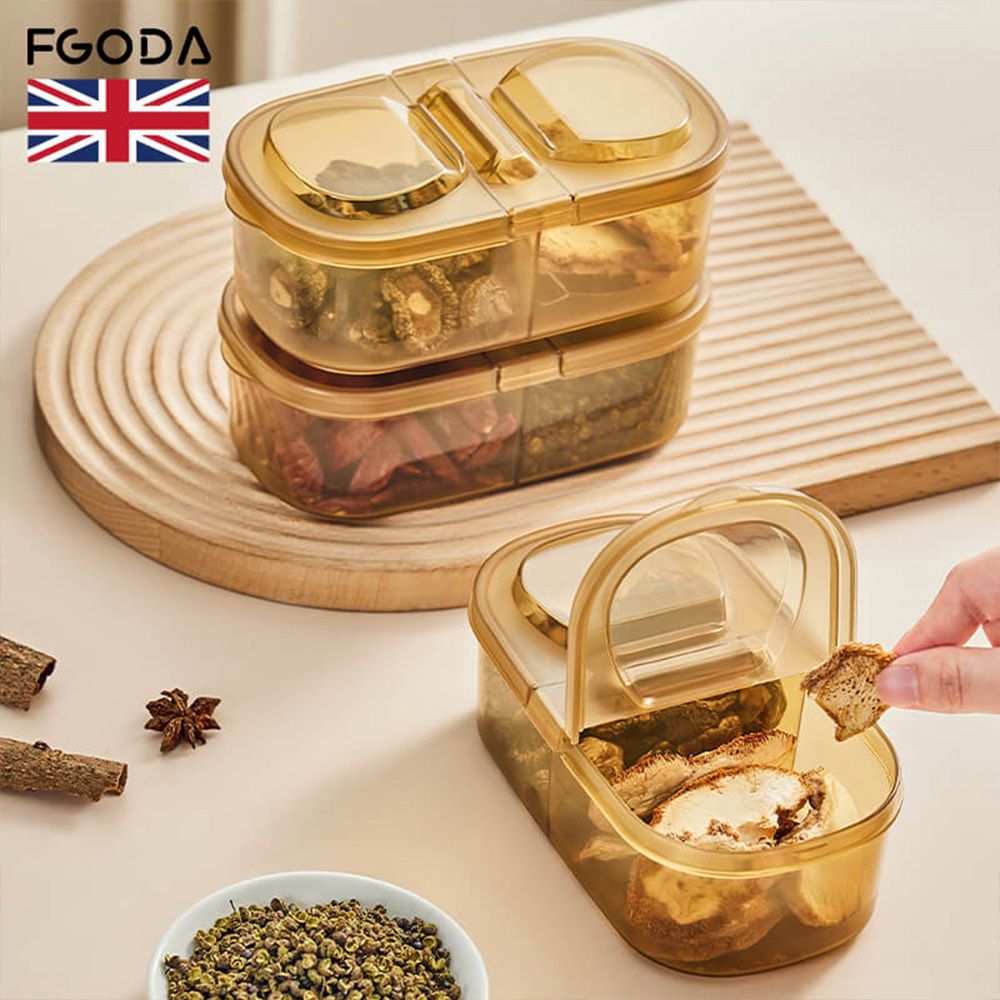 【英國FGODA】食材香料分裝保鮮盒(雙格/雙開蓋)-3入 - PChome 24h購物