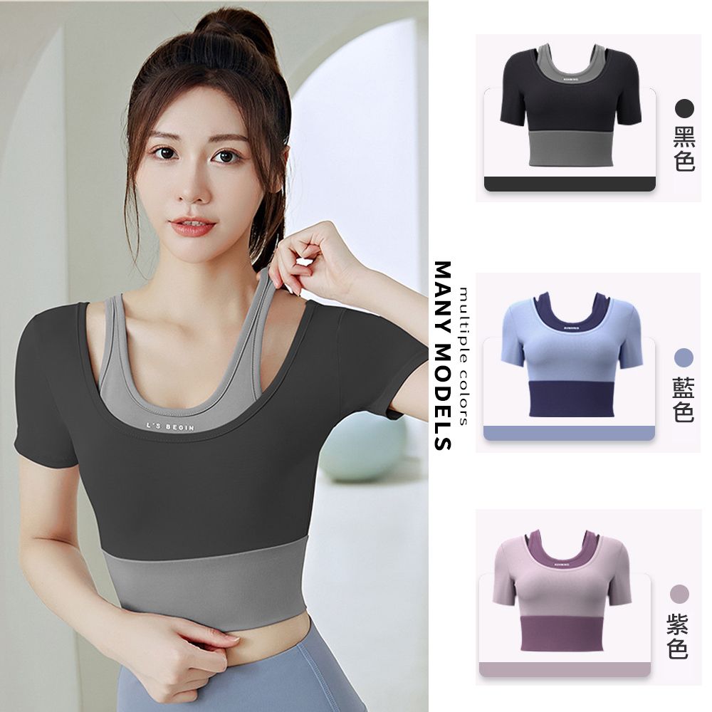 假兩件背心運動短袖上衣(SK-034) - PChome 24h購物