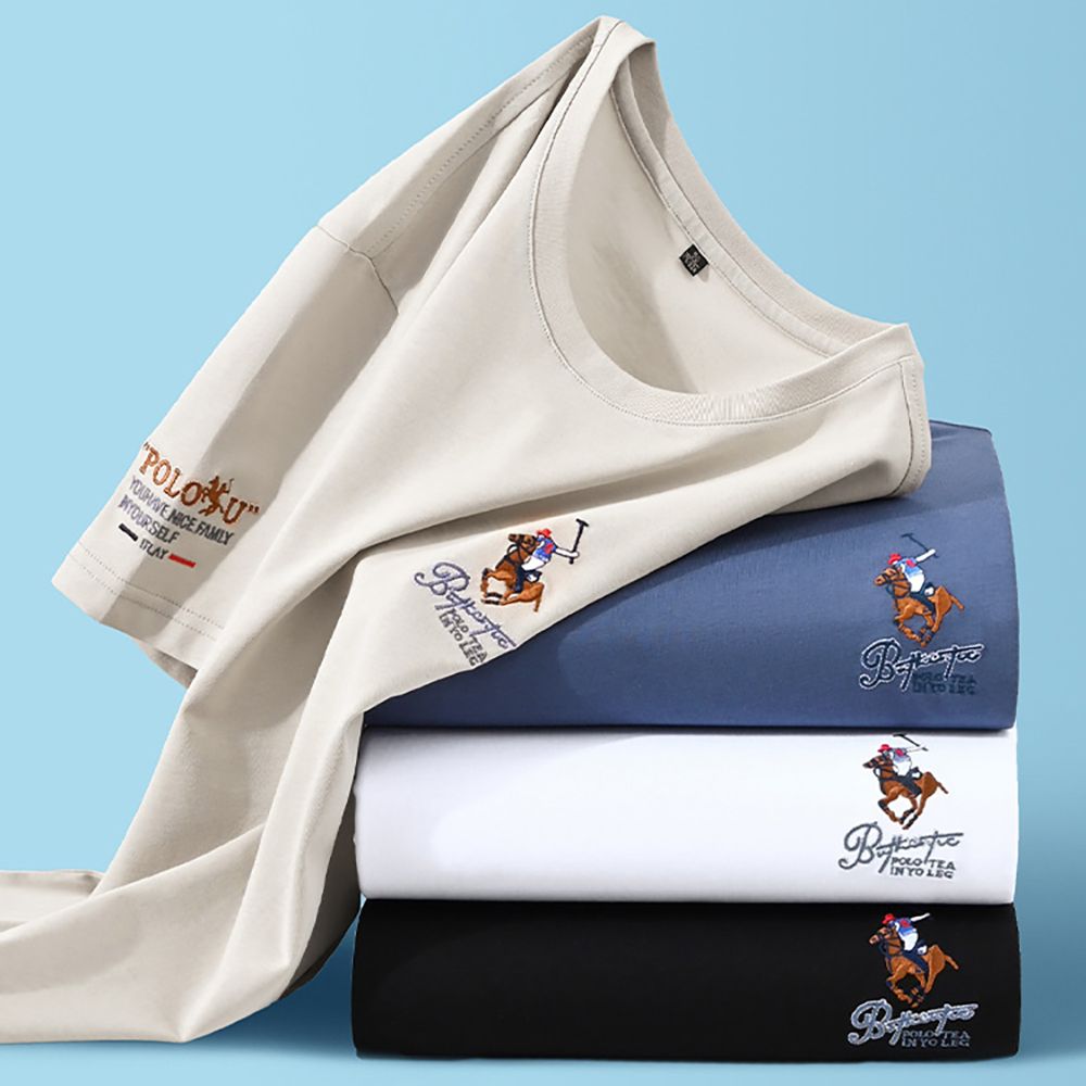 CS22 純色圓領刺繡純棉短袖T恤(M-4XL) -1入 - PChome 24h購物