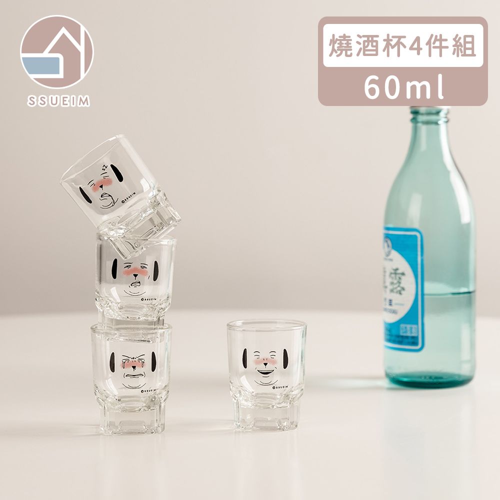 SSUEIM 韓國SSUEIM 經典表情款玻璃燒酒杯4件組60ml - PChome 24h購物