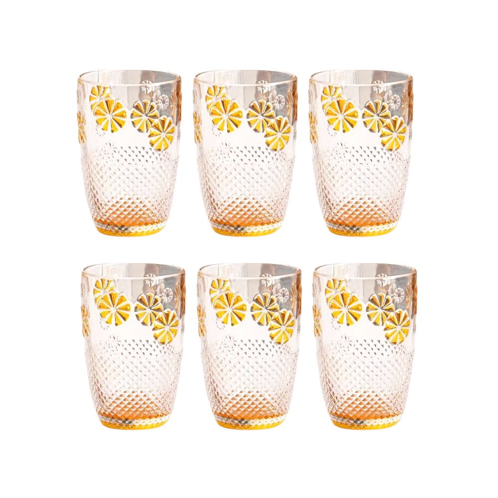 FOREVER 鋒愛華 夏日蜜橙果汁杯/水杯/雕花飲料杯410ML-6入組 - PChome 24h購物