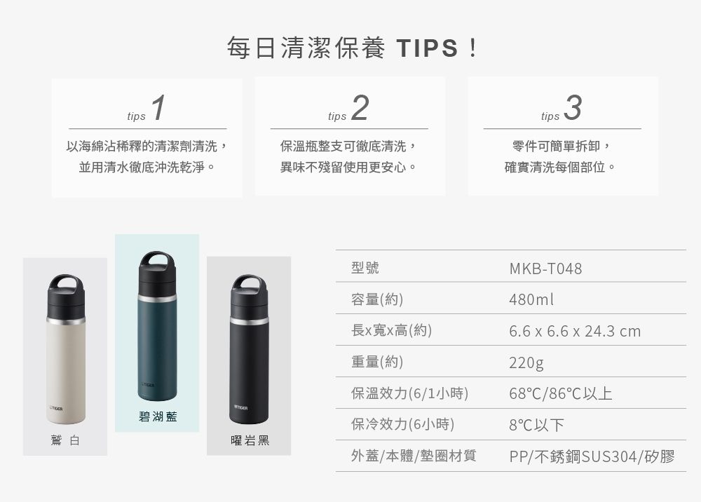 TIGER 虎牌 雙層不鏽鋼運動保冰杯480ml(碳酸飲氣泡水MKB-T048) - PChome 24h購物