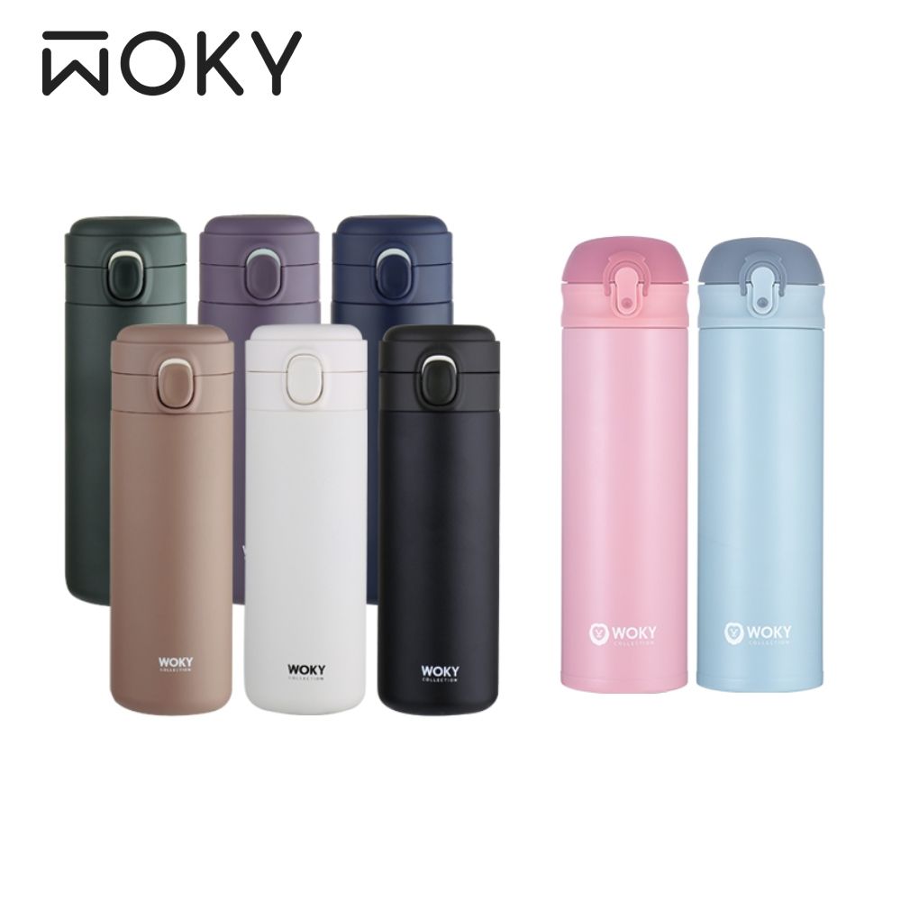WOKY 沃廚 輕量彈蓋陶瓷易潔層保溫瓶450ML-黑色+SWEET彈蓋不鏽鋼保溫瓶500ML粉色 - PChome 24h購物