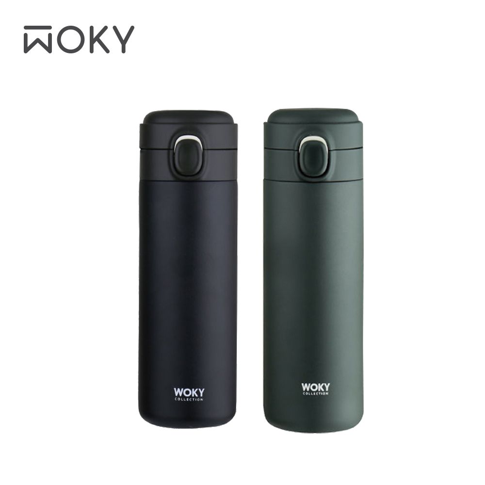 WOKY 沃廚 【 -買1送1】輕量彈蓋陶瓷易潔層保溫瓶450ml-夜幕綠+黑色 - PChome 24h購物