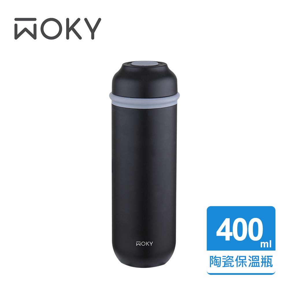 WOKY 沃廚 JIN真瓷系列-輕量隨行陶瓷保溫瓶400ML-升級版-霧黑 - PChome 24h購物