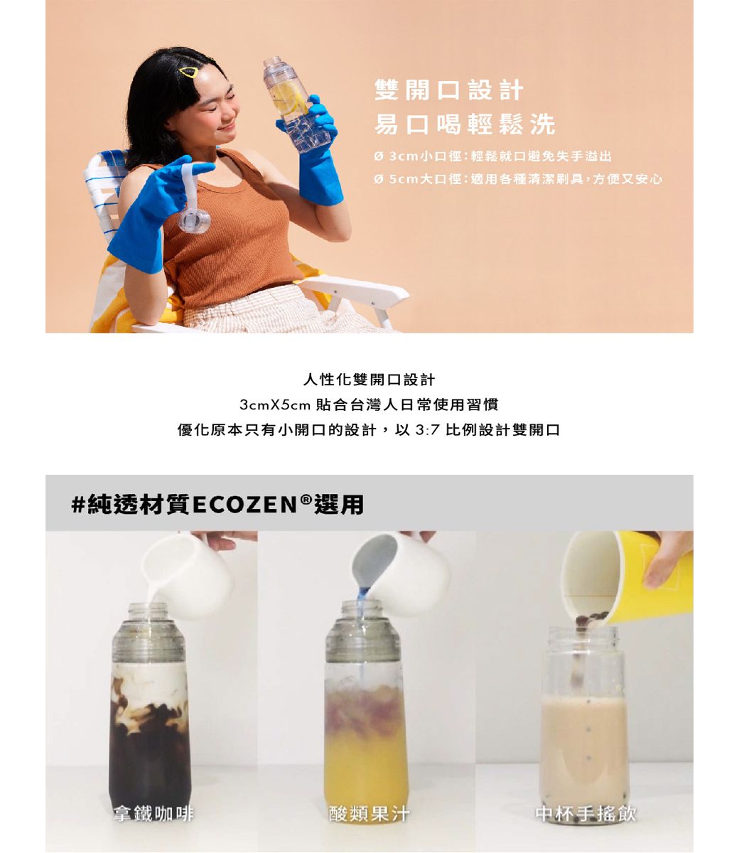 WOKY 沃廚 ECOZEN 透明瓶600ml(附彈跳吸管) - PChome 24h購物