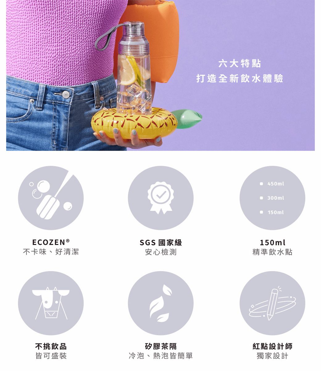 WOKY 沃廚 ECOZEN 透明瓶600ml+800ml(附彈跳吸管) - PChome 24h購物