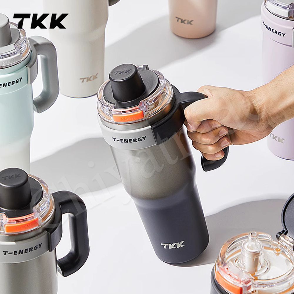 TKK T-One 彈蓋冰壩杯 316不鏽鋼x陶瓷噴塗 直飲+吸管 保冰保溫 運動隨身杯 1200ML(握把式)-任選 - PChome 24h購物