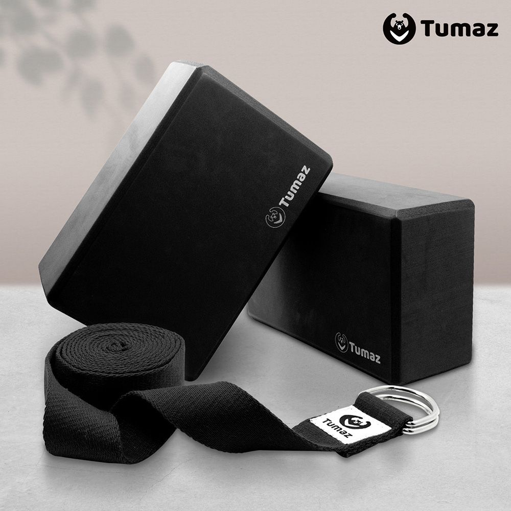 TUMAZ 月熊健身 EVA瑜珈磚2入+瑜珈繩-個性黑 - PChome 24h購物