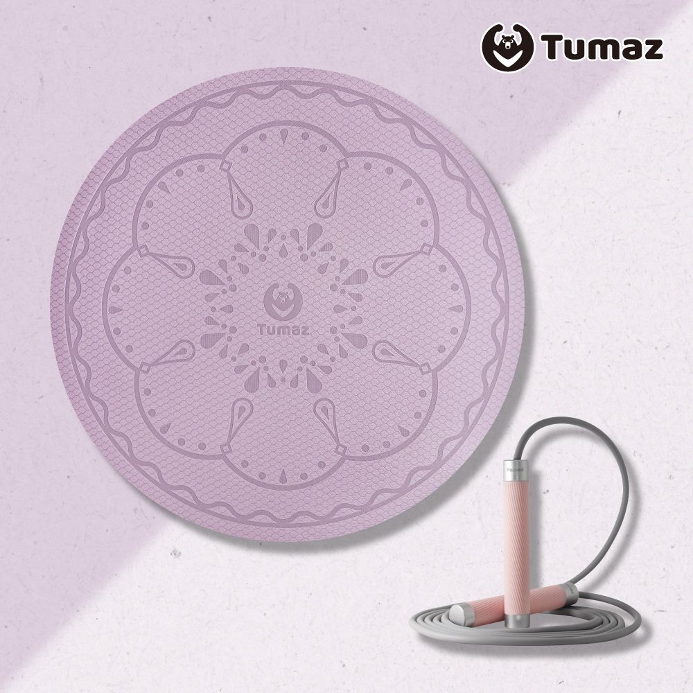 TUMAZ 月熊健身 超值負重跳繩/墊組 靜音跳繩加厚TPE訓練墊 圓型8mm+負重跳繩+靜音重力球組 粉色組 - PChome 24h購物