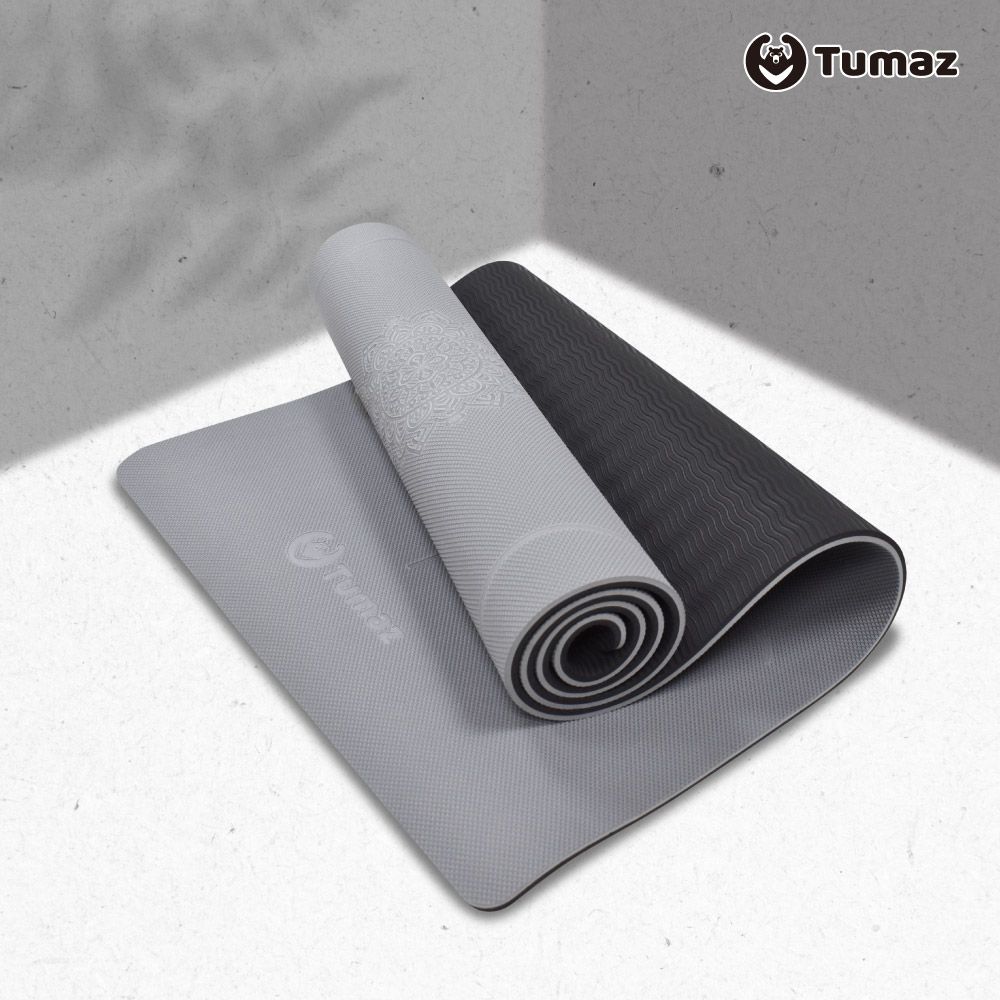 TUMAZ 月熊健身 加厚10mm TPE雙色正位線瑜珈墊 沉靜黑灰 皮拉提斯墊/運動墊/重訓/健身 - PChome 24h購物