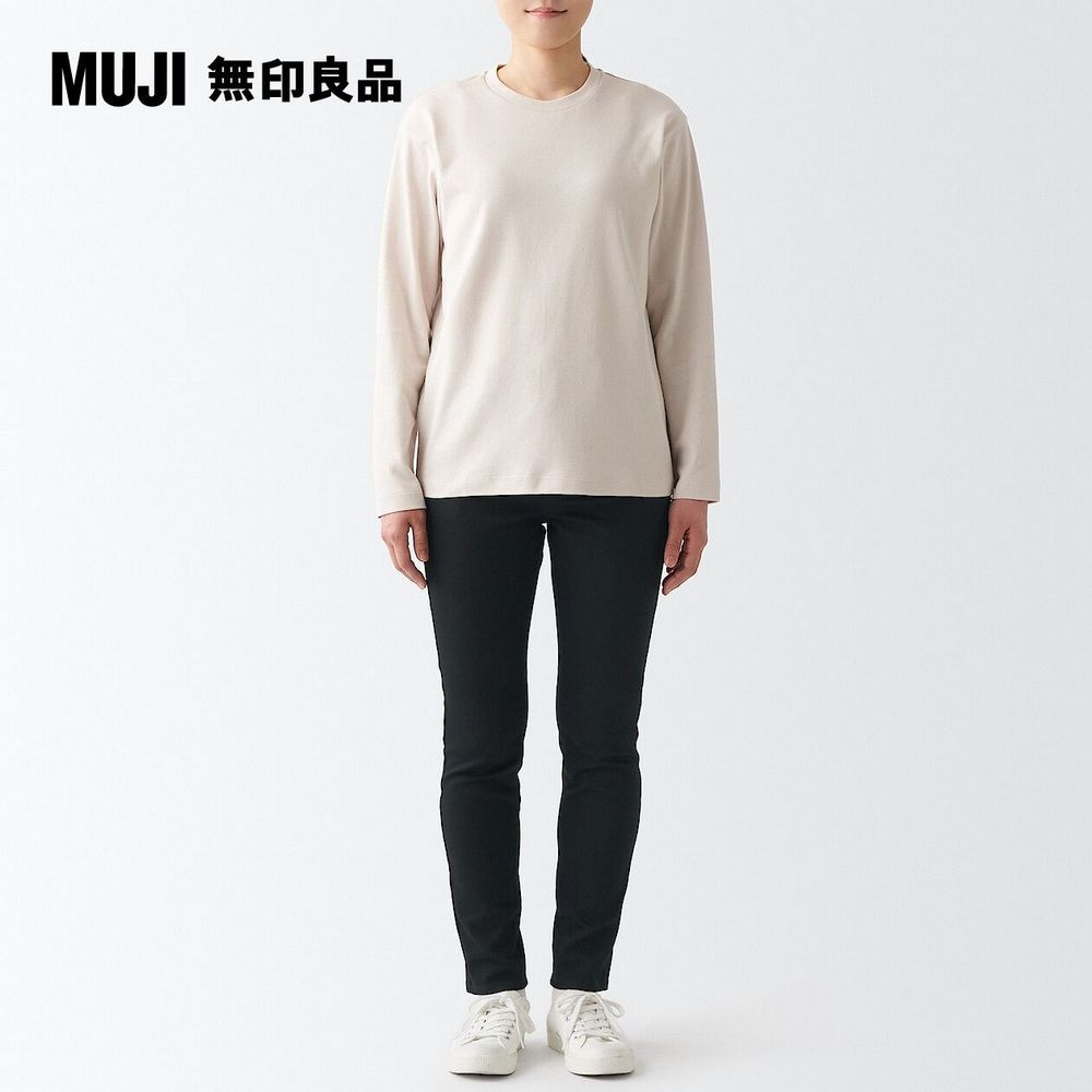 MUJI 無印良品 女有機棉混超彈力丹寧窄版褲_黑色 - PChome 24h購物