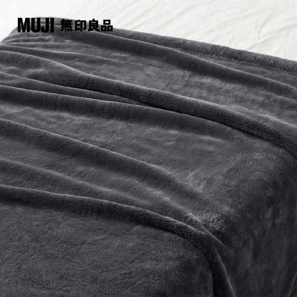 MUJI 無印良品 再生聚酯暖纖毛厚手毛毯/S/深灰【成品尺寸】140*200cm - PChome 24h購物