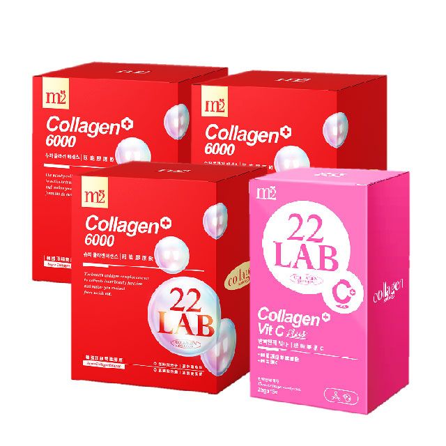 m2 美度 22 LAB超能膠原飲 (8入/盒)x3盒+22 LAB超能膠原C粉 (15包/盒)x1盒 - PChome 24h購物